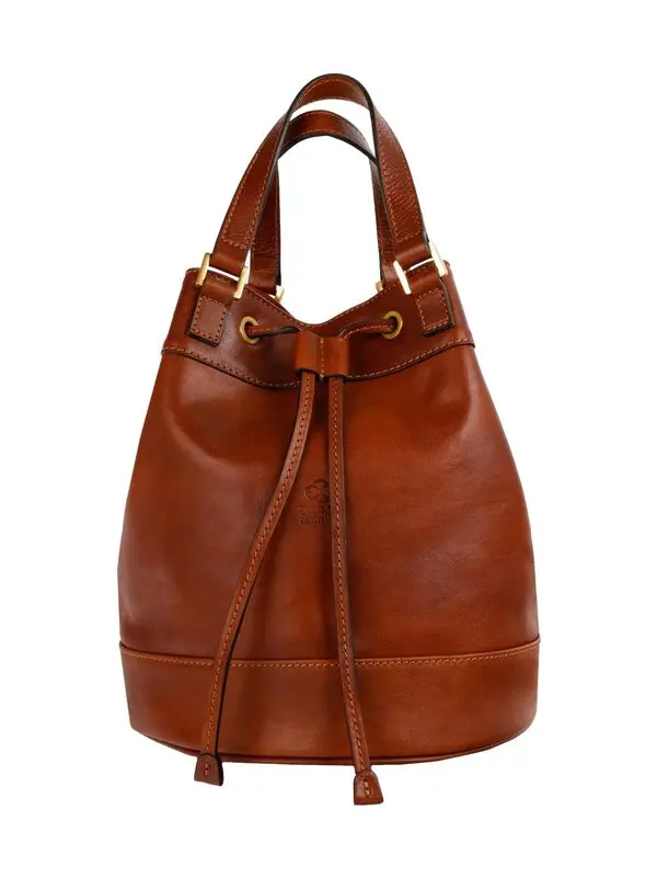 TIME RESISTANCE Tan Leather Bucket Bag Light In August - Brown