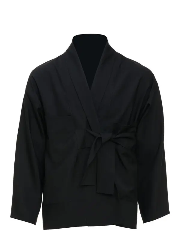 MOE Charcoal Wool Vest Jacket Double Pockets - Black