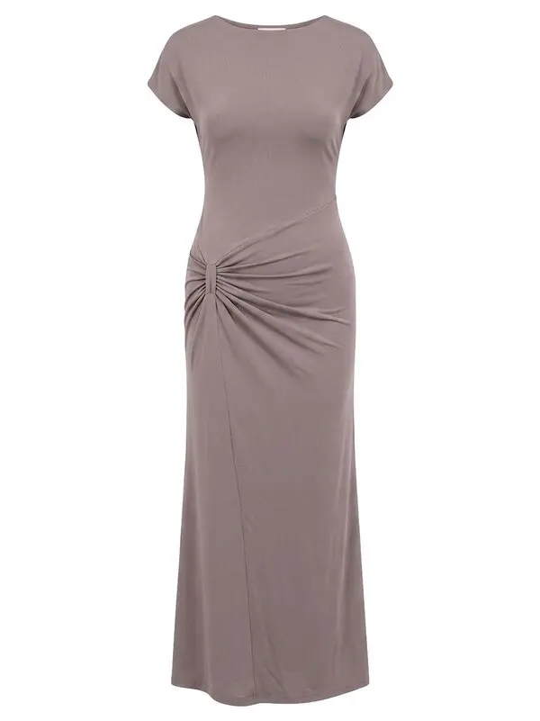 TANTRA SPAIN SL Long Dress With Draped Detail At The Waist And Adjustable Back With Braided Lacing - Grey