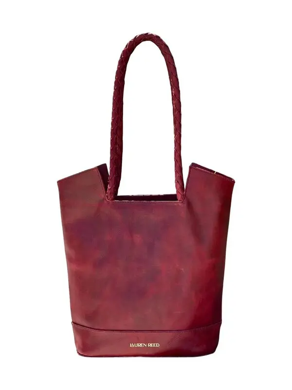 LAUREN REED CO The Car Leather Tote Bag Merlot - Red