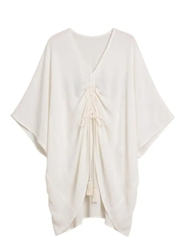 Saachi Short Tassel Tie Kaftan - White