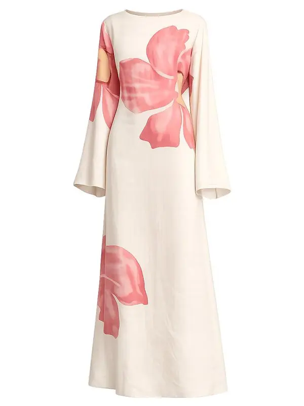 TANTRA SPAIN SL Long Floral Dress With Square Neckline And Straps At The Back - Pink