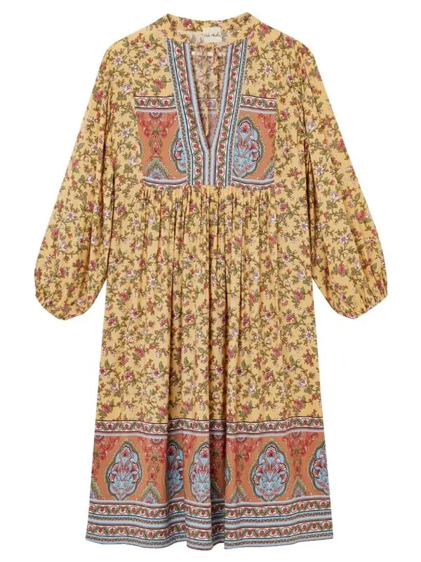 Pink Haley Gianna Midi Dress In Yellow - Orange