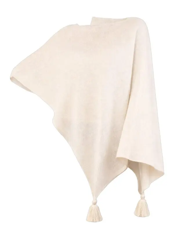 I ROCCHI CASHMERE Neutrals ’s Pure Cashmere Lightweight Poncho Cream - White