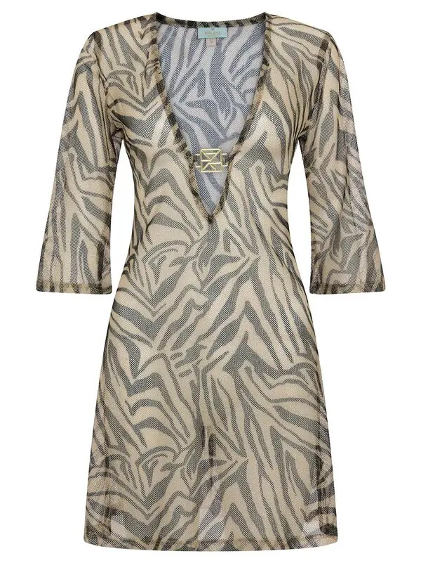 LEYLA MAYA Neutrals / Maya Beach Dress Animal Print - Black