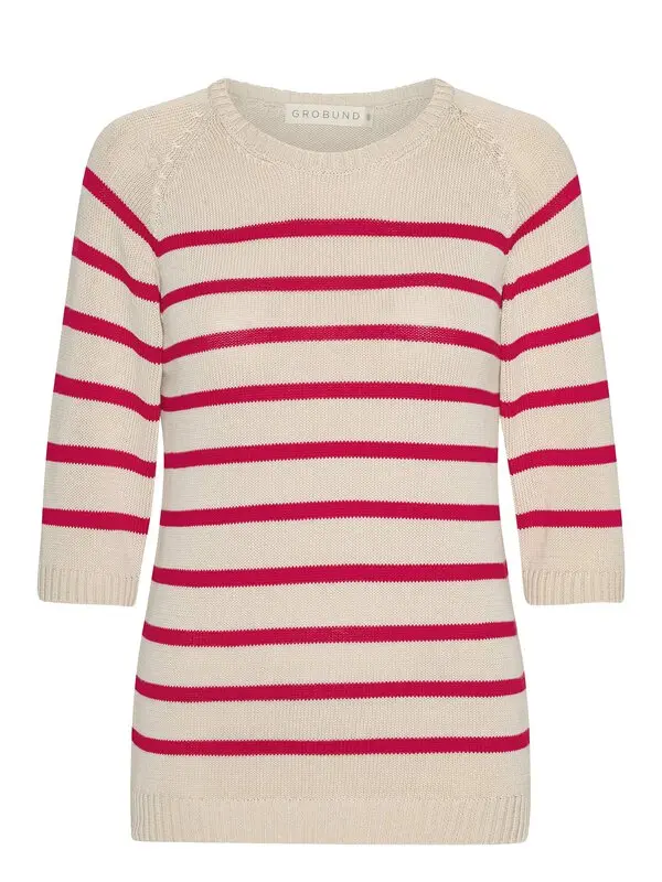 GROBUND Inga Knit T-shirt The One With Stripes - Red