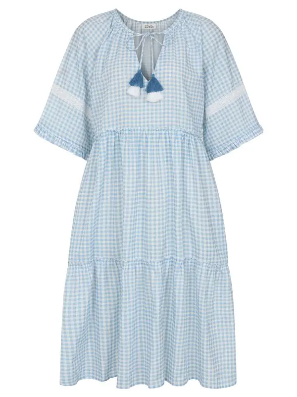 LUELLA FASHION Neutrals Nimes Cotton Gingham Dress - Blue