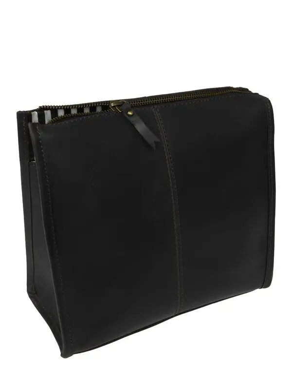 VIDA VIDA Slim Jim Leather Wash Bag - Black