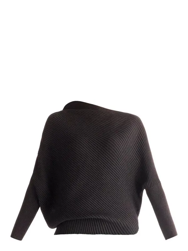 PAISIE Draped Knitted Jumper - Black