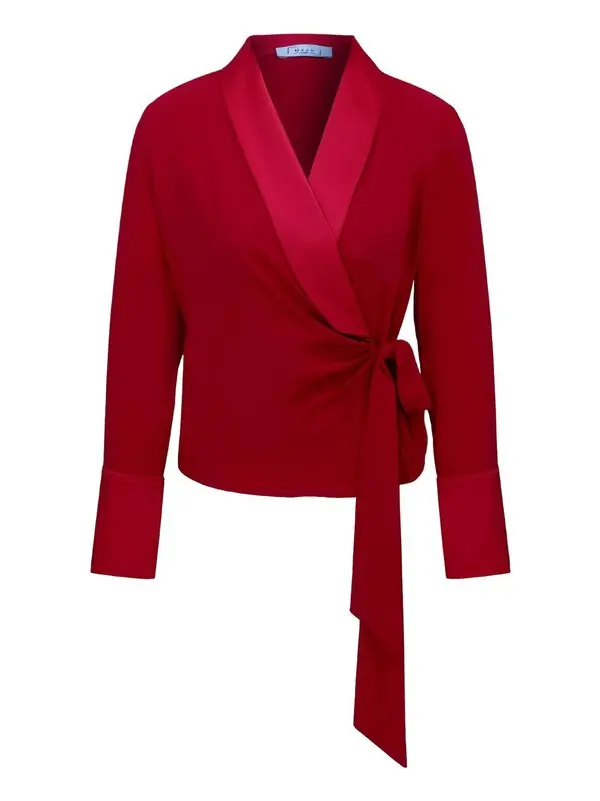 MAAN ISTANBUL Shawl Collar Silk Blouse Enjoy The Silence - Red