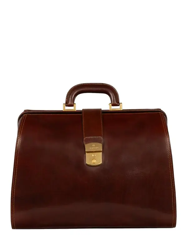 TIME RESISTANCE Large Leather Doctor Bag Mrs Dalloway - Brown