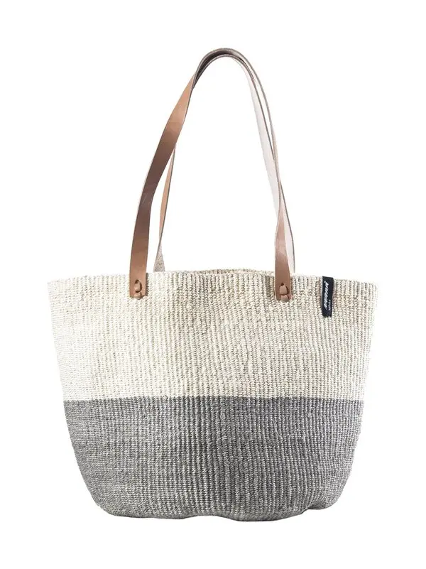 MIFUKO Neutrals / Kiondo Shopper Basket Natural & Light Grey Duo M - Brown