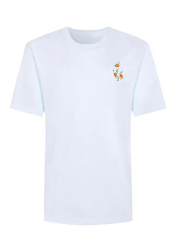 INGMARSON Floral Embroidered T-shirt Sky - Blue
