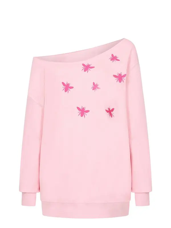 JAMES STEWARD Pink Embroide Bee Oversized Sweatshirt - Red
