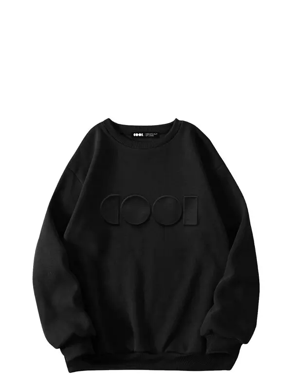 COOL CREATIVE Embossed Crewneck Sweatshirt - Black