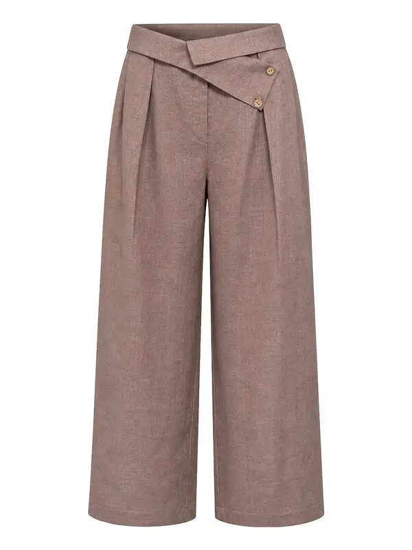 LUMINA ELIGMA The Wrapline Linen Trouser Coffee - Brown