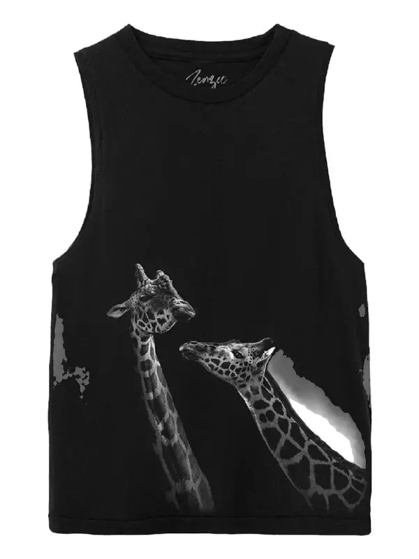 ZENZEE White / Black Giraffe Animal Print Tank Top - White/black