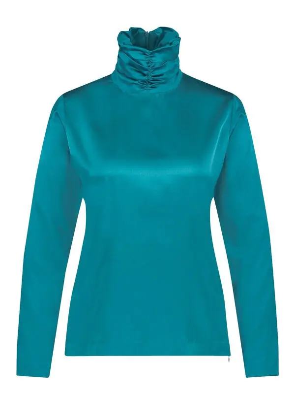 MONIQUE SINGH Silk Turtleneck Top - Blue