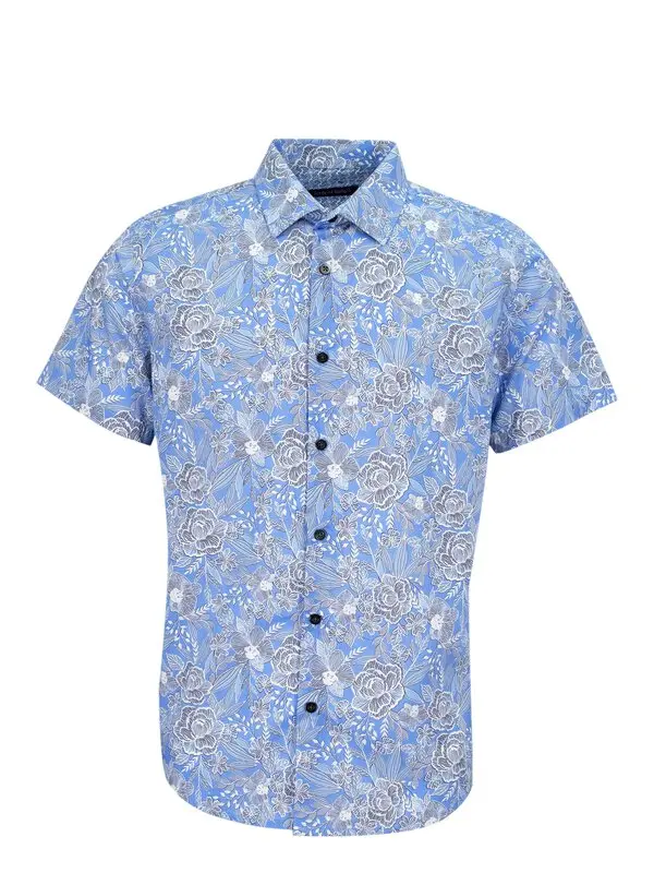 LORDS OF HARLECH Scott Handcut Floral Shirt - Blue