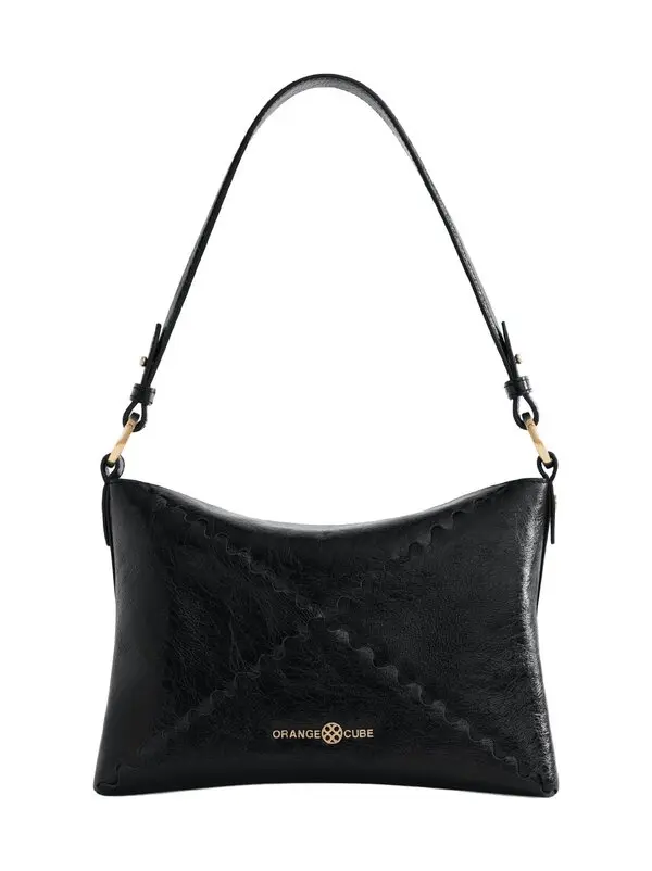ORANGE CUBE Mosaic Baguette Shoulder Bag - Black