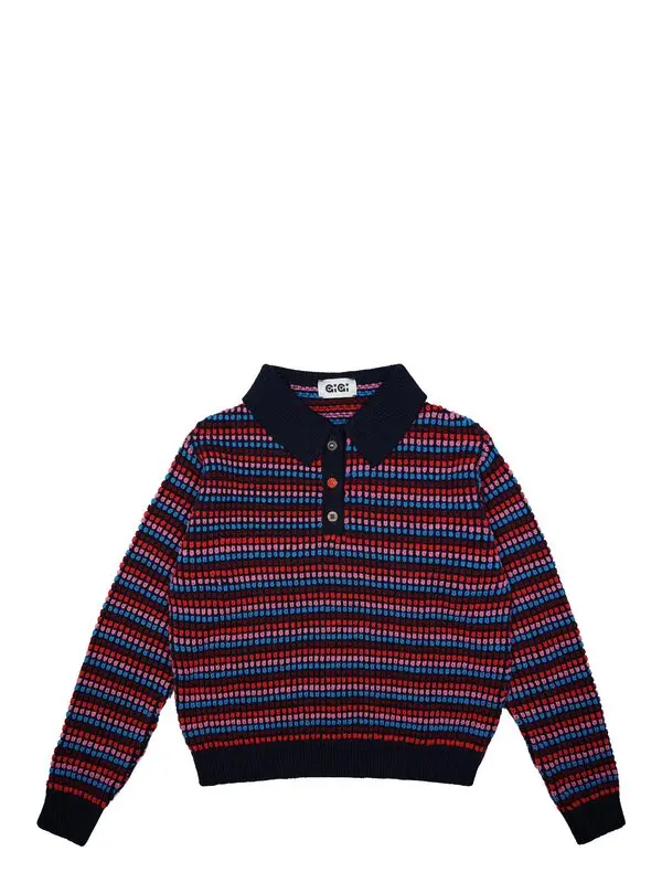 GIGI KNITWEAR Mismatch Polo Sweater - Blue