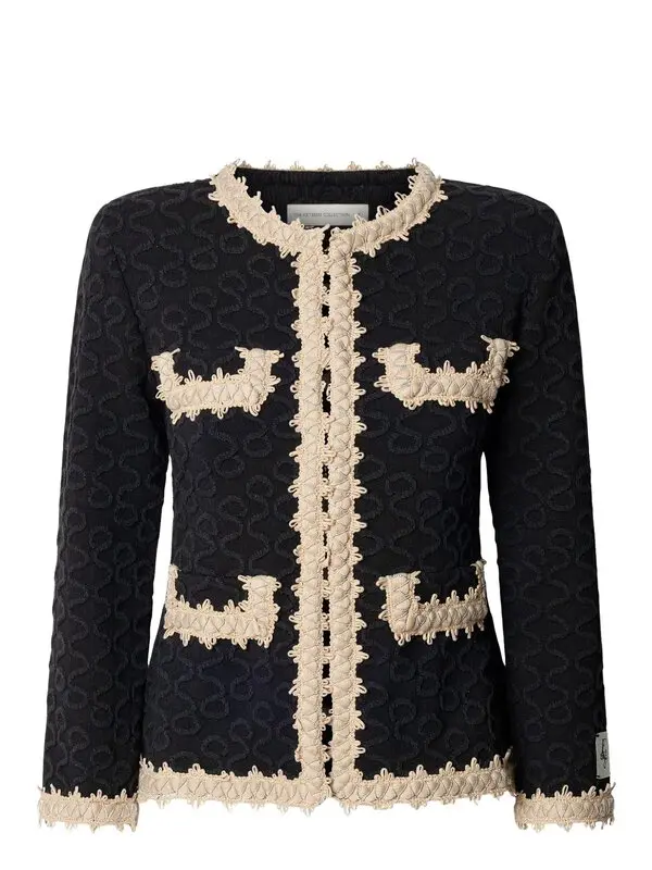 THE EXTREME COLLECTION Neutrals Raised Embroidery Knit Jacket Paola - Black