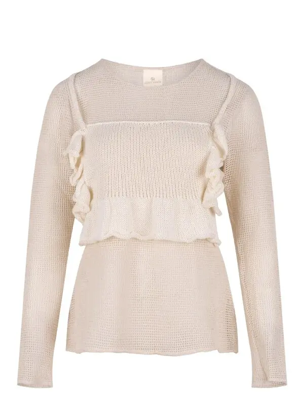 GUNDA HAFNER LTD Neutrals Soft Lace Knit Detail Top - White