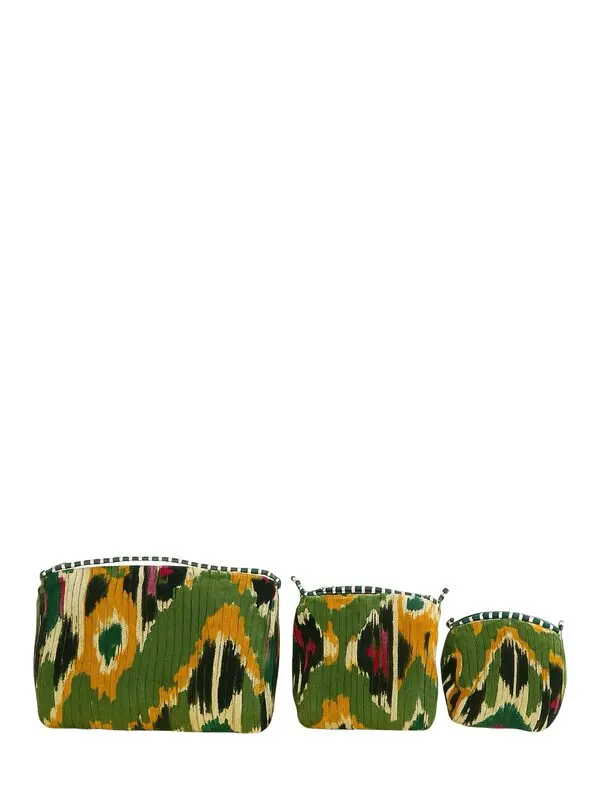 CYC Ikat Velvet Three Piece Travel Set - Green