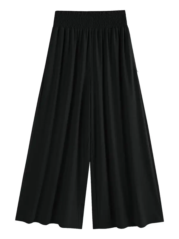 SUPESU Black / Blue / Grey Waist Slimming Ankle Pants, Wide Leg - Black/blue/grey