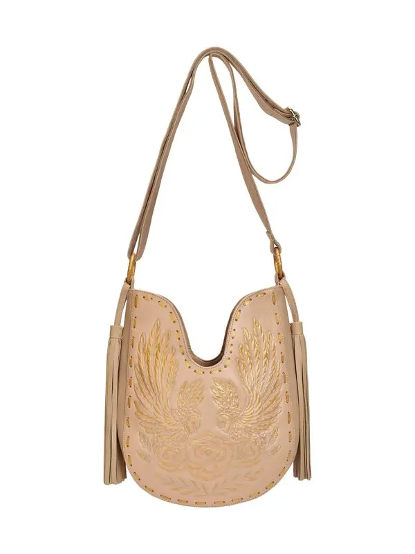 JODI LEE Neutrals Mini Owl Rose Bag Cream Gold - White/yellow