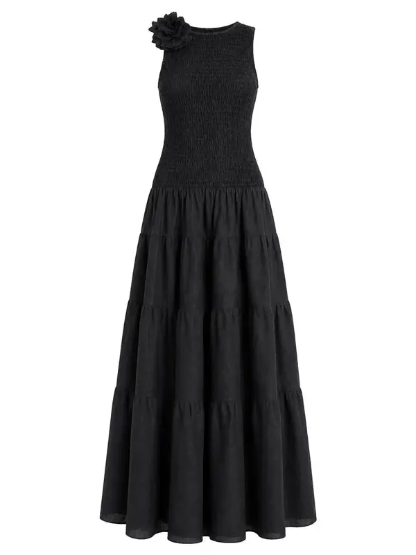 MARIELĒ Valentina Linen Maxi Dress - Blue