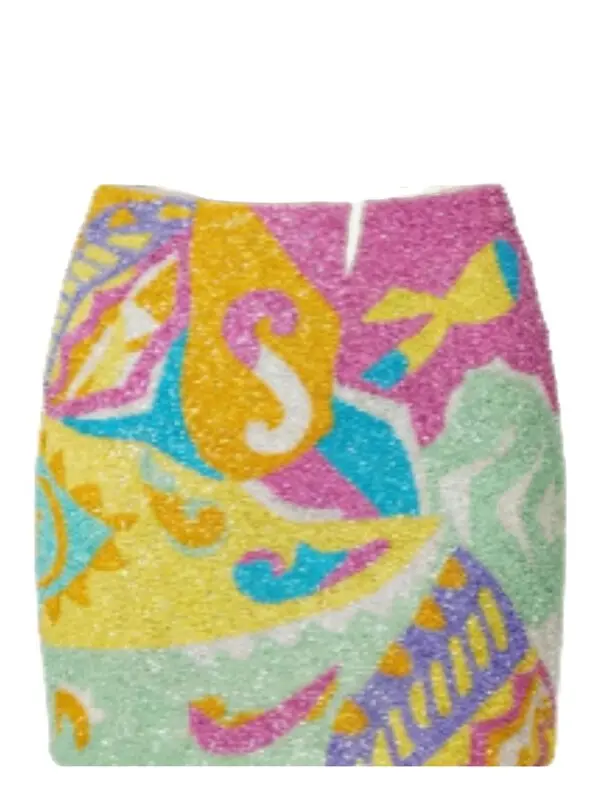 OCEANUS SWIMWEAR Azure Beaded Mini Skirt - Blue