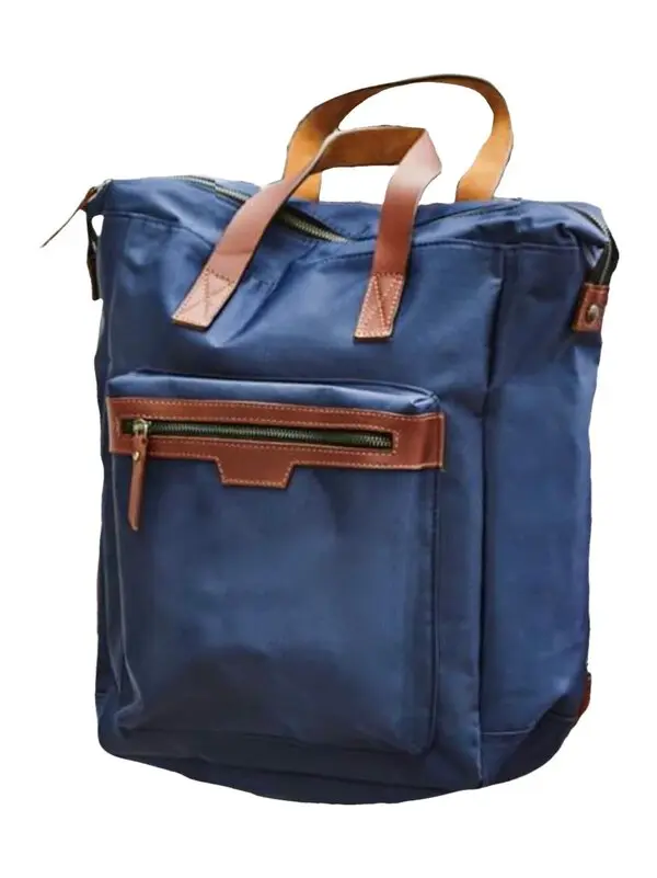VIDA VIDA Leather Trim Top Zip Backpack - Blue