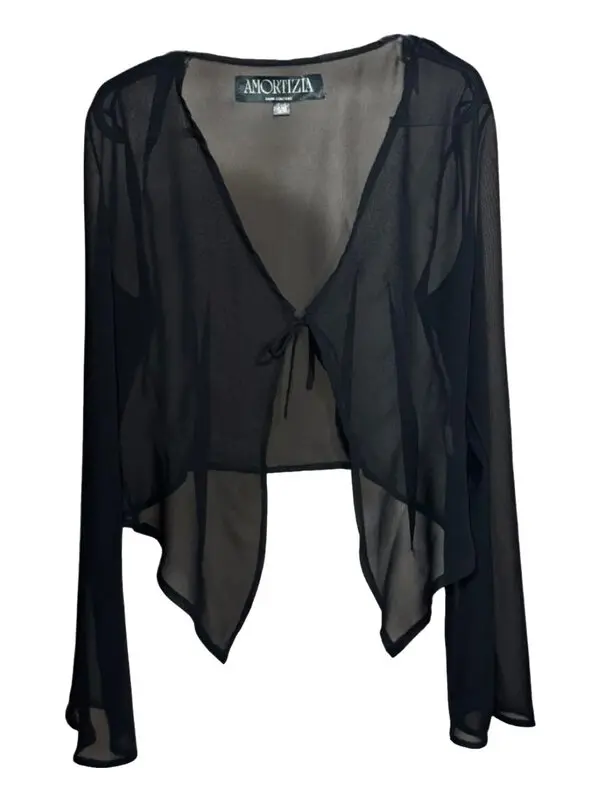 AMORTIZIA Arsenic Blouse Sheer Flowy Long Sleeve Top - Black