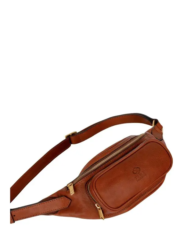 TIME RESISTANCE Leather Sling Bag Belly Bag In Cognac Independent People - Brown