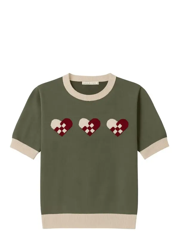 GROBUND Alva Tee The One With Christmas Hearts - Green