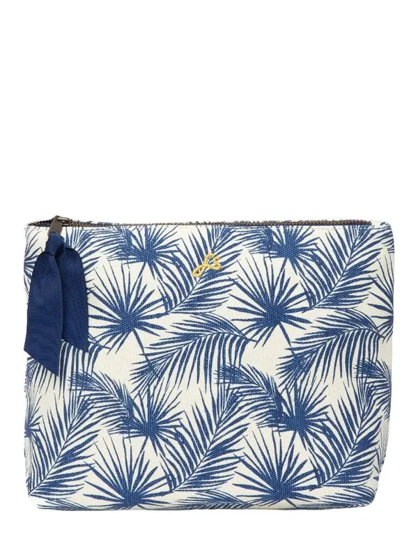 FENELLA SMITH Recycled Canvas Palm Print Washbag - Blue/white
