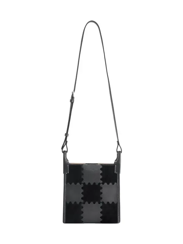 ORANGE CUBE Small Square Stitch Tote Bag & Carbon - Black