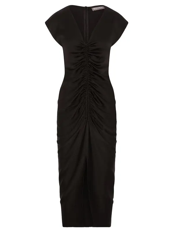 THE SUMMER EDIT Rudi Hammered Silk Ruched Dress - Black