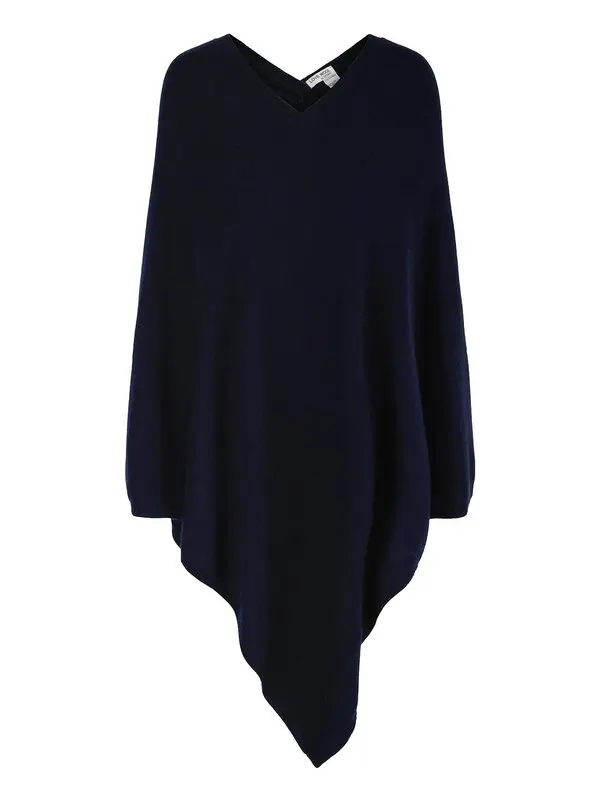 TIRILLM Anine" Big Cashmere Poncho Navy - Blue