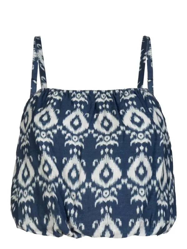CHANGE OF SCENERY Blue / White Dani Top In Tivara Ikat - Blue/white
