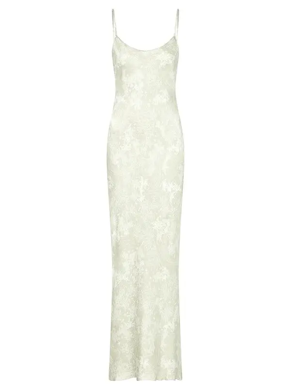 LILY ROU Neutrals Coral Silk Midi Slip Dress - Orange