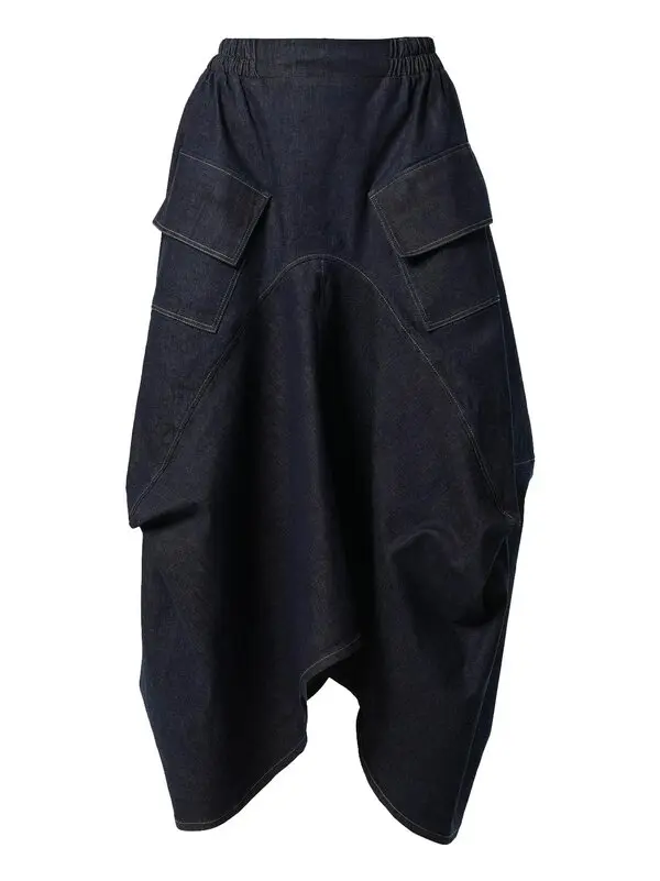 METAMORPHOZA Denim Asymmetrical Skirt In Dark - Blue
