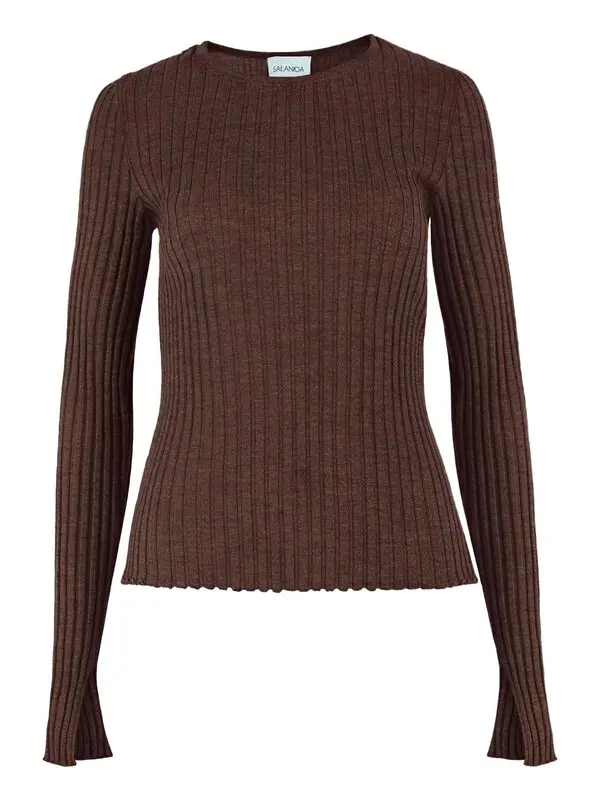 SALANIDA Brera Merino Long-sleeve Top Chocolate - Brown