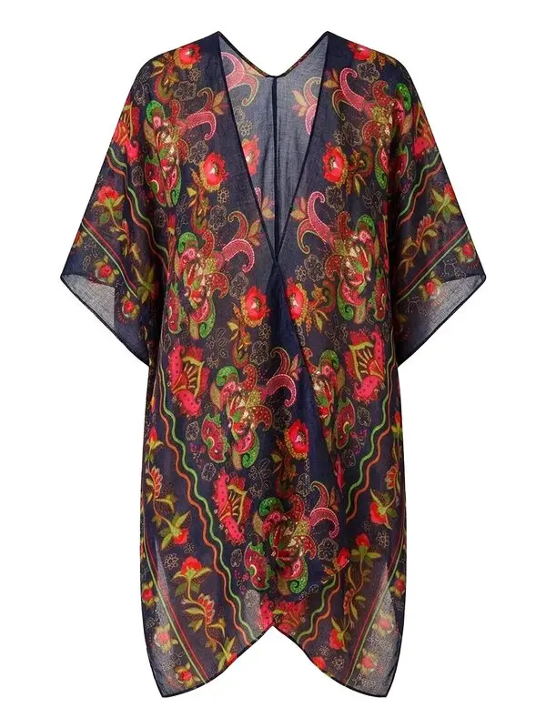 JAMES LAKELAND Navy Paisley Floral Kaftan - Blue