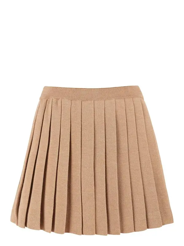 SALANIDA Neutrals Piccolo Pleated 100% Merino Mini Skirt - Beige