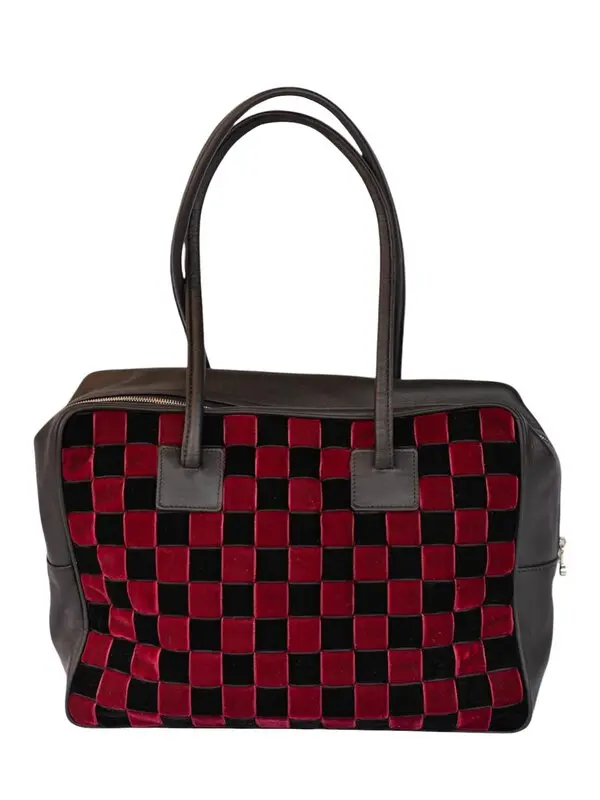VELVET ATELIER Black / Red Inés Maroon Bag - Black/red
