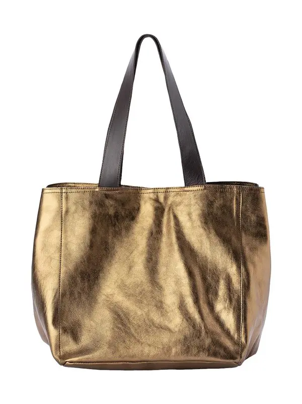 JUAN-JO Slouchy Tote Bag Bronze Soft Leather- Large Size - Brown
