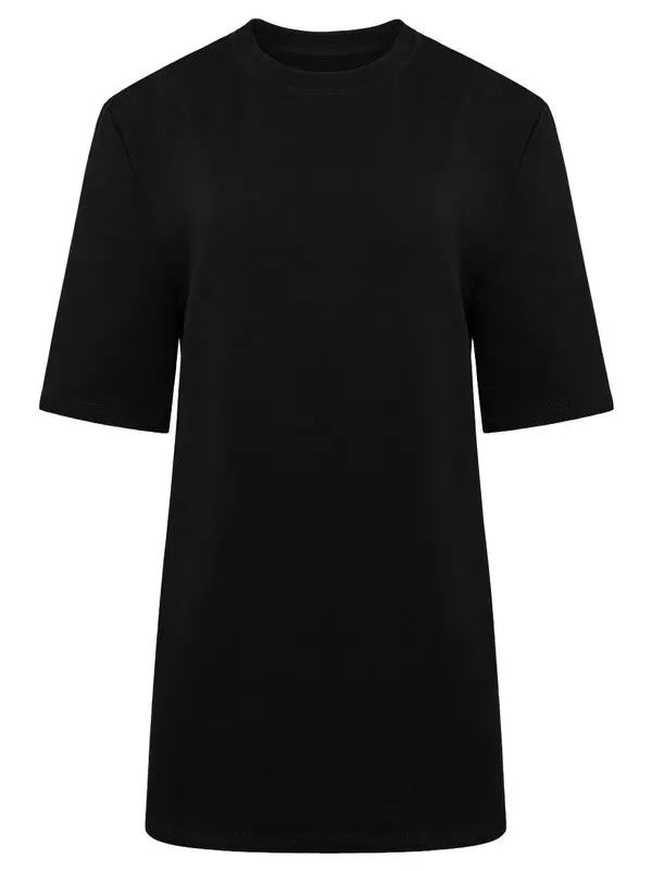 MANDRAGORA Oversized Cotton Dress With Detachable Shoulder Pads– Raya - Black