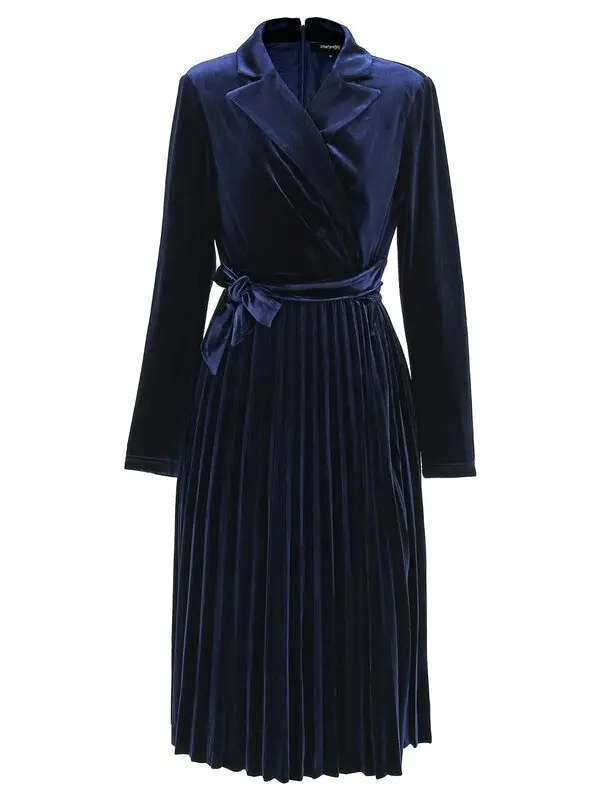 SMART AND JOY Velvet Wrap Dress Navy - Blue